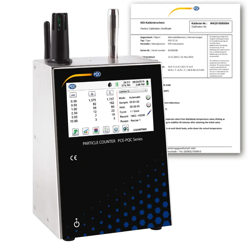 Particle Counter PCE-PQC 20EU Incl. Calibration Certificate | PCE Instruments